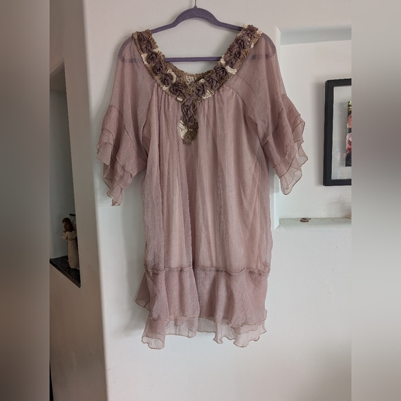 Pretty Angel | Tops | Pretty Angel Mauve Tunic With Floral Accents ...